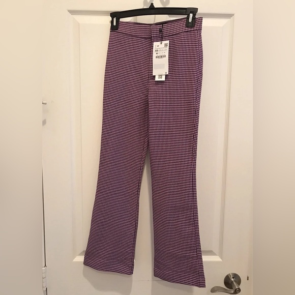Zara | Pants & Jumpsuits | Nwt Zara Cropped Mini Flare Pants Pinkblack ...